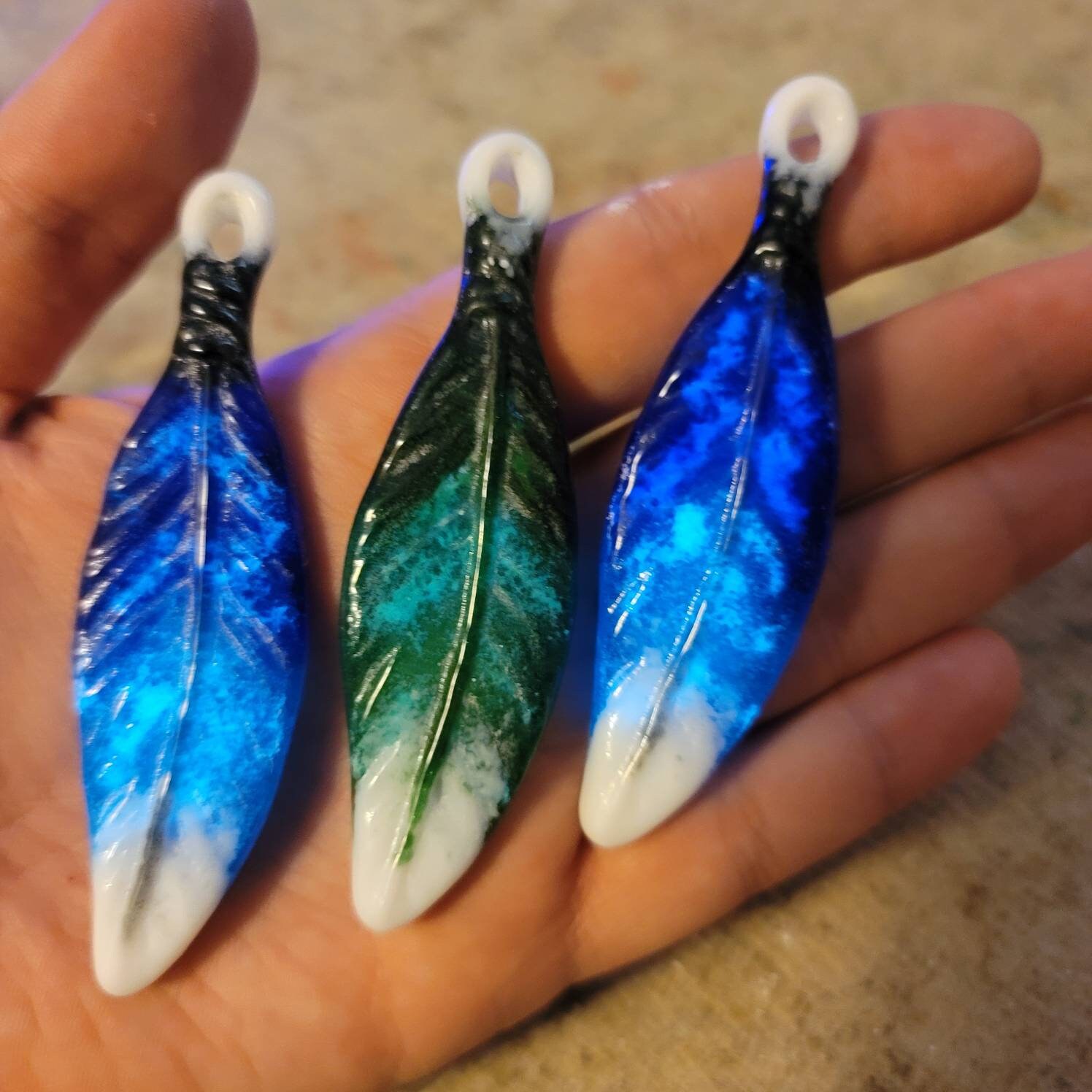 Glowing Glass Feather Pendant UV Blacklight Glow Jewelry - Etsy