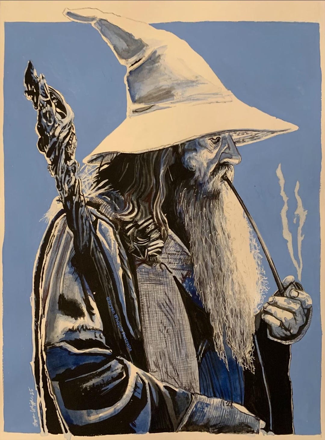 Gandalf the Hobbit Lord of the Rings Original Painting Gicleé Sign ...