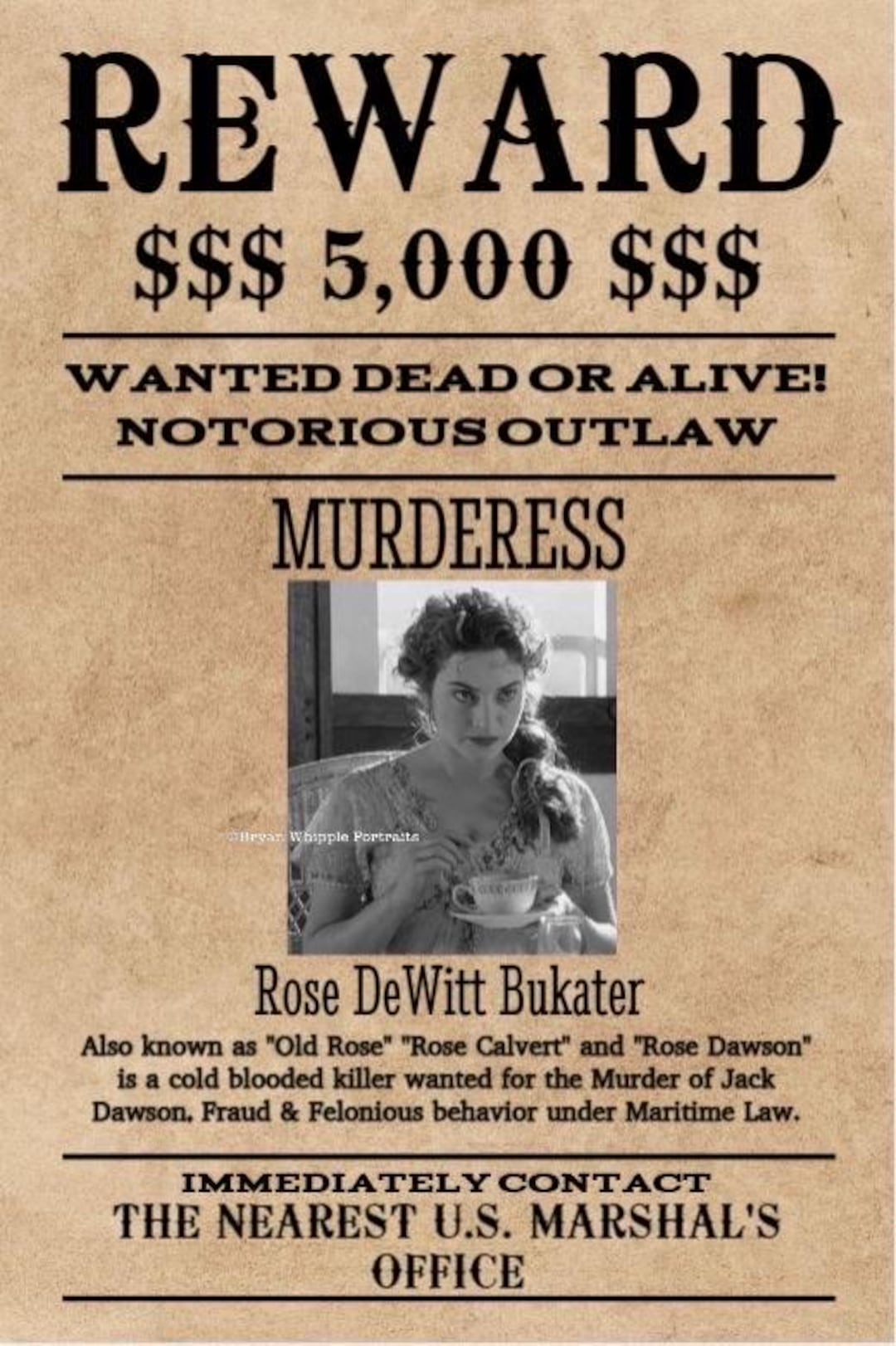 Rose Titanic Wanted Poster - Etsy