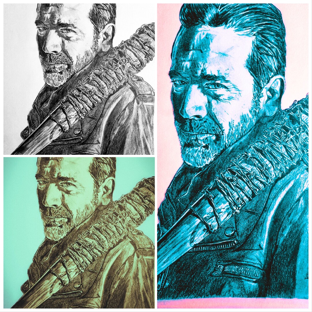 Negan Walking Dead Sketch Portrait Print - Etsy
