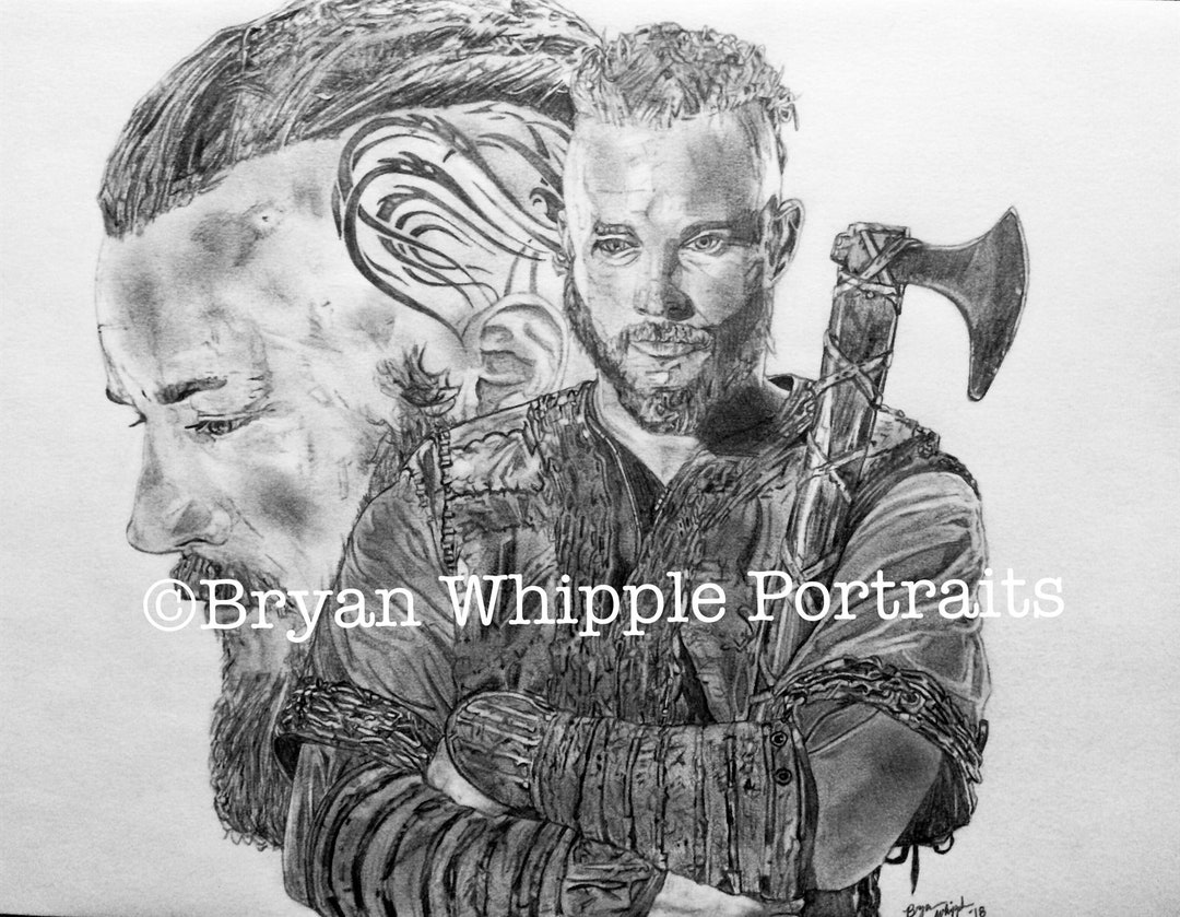 Ragnar Lothbrok Vikings Sketch Portrait Print - Etsy