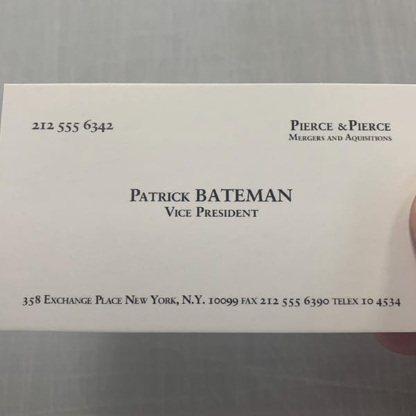 American Psycho Business Cards - Etsy