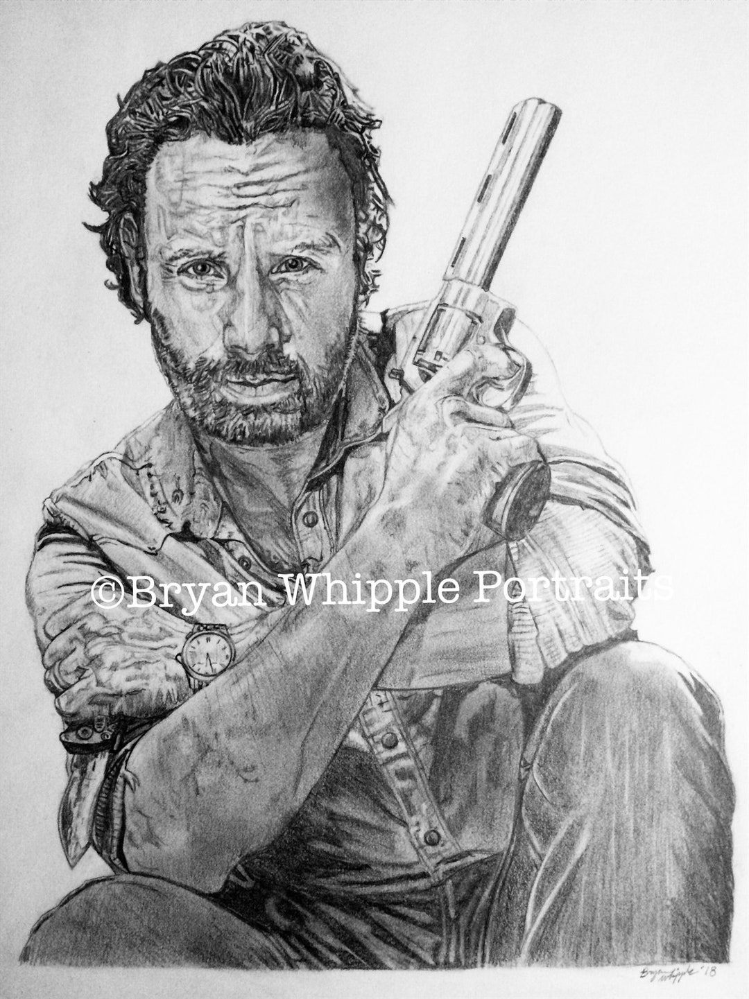 Rick Grimes Walking Dead Sketch Portrait Print - Etsy