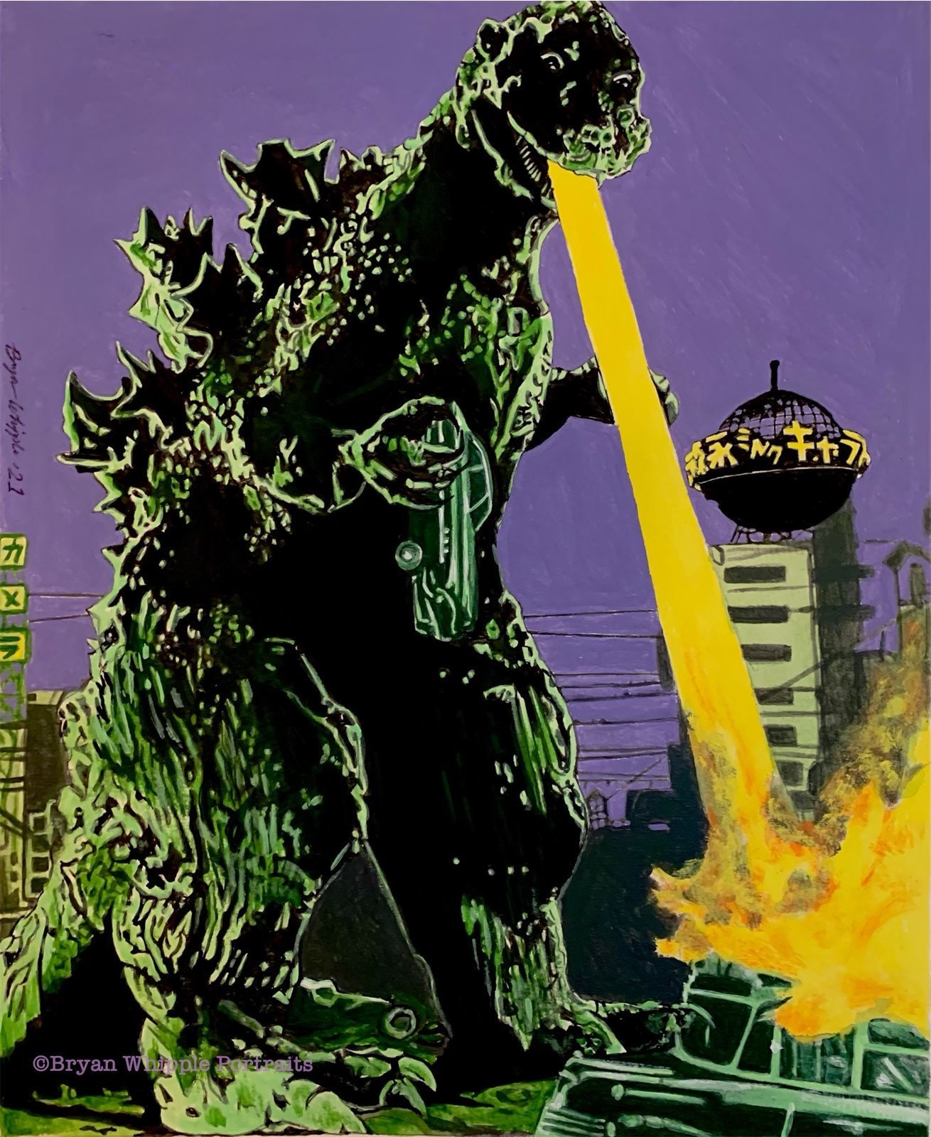 Godzilla 1956 Original Acrylic Painting Gicleé Art Prints - Etsy