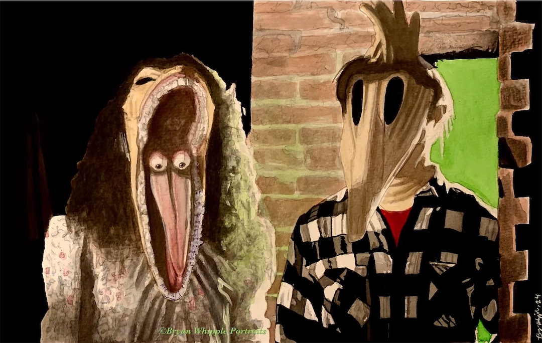 Beetlejuice Barbara and Adam Scary Faces Original Painting Limited ...