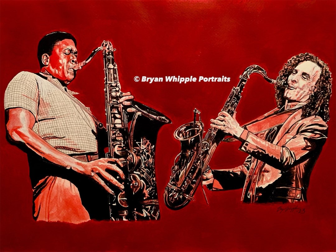 John Coltrane and Kenny G Dueling Saxophones Original Painting Limited ...
