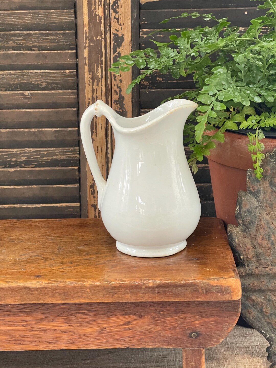 Beautiful Small Classic White English Ironstone Pitcher by T & R Boote ...