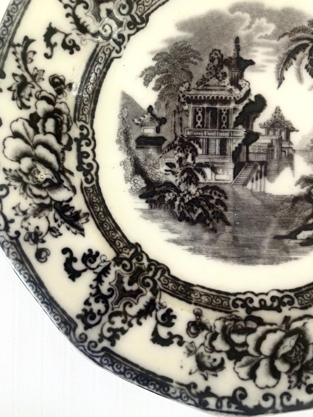 19th Century Antique Davenport Flow Black/mulberry Ironstone, “cyprus ...