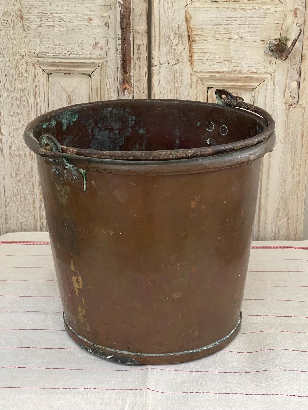 Antique Copper Bucket With Handle , Farmhouse Style, French Country ...