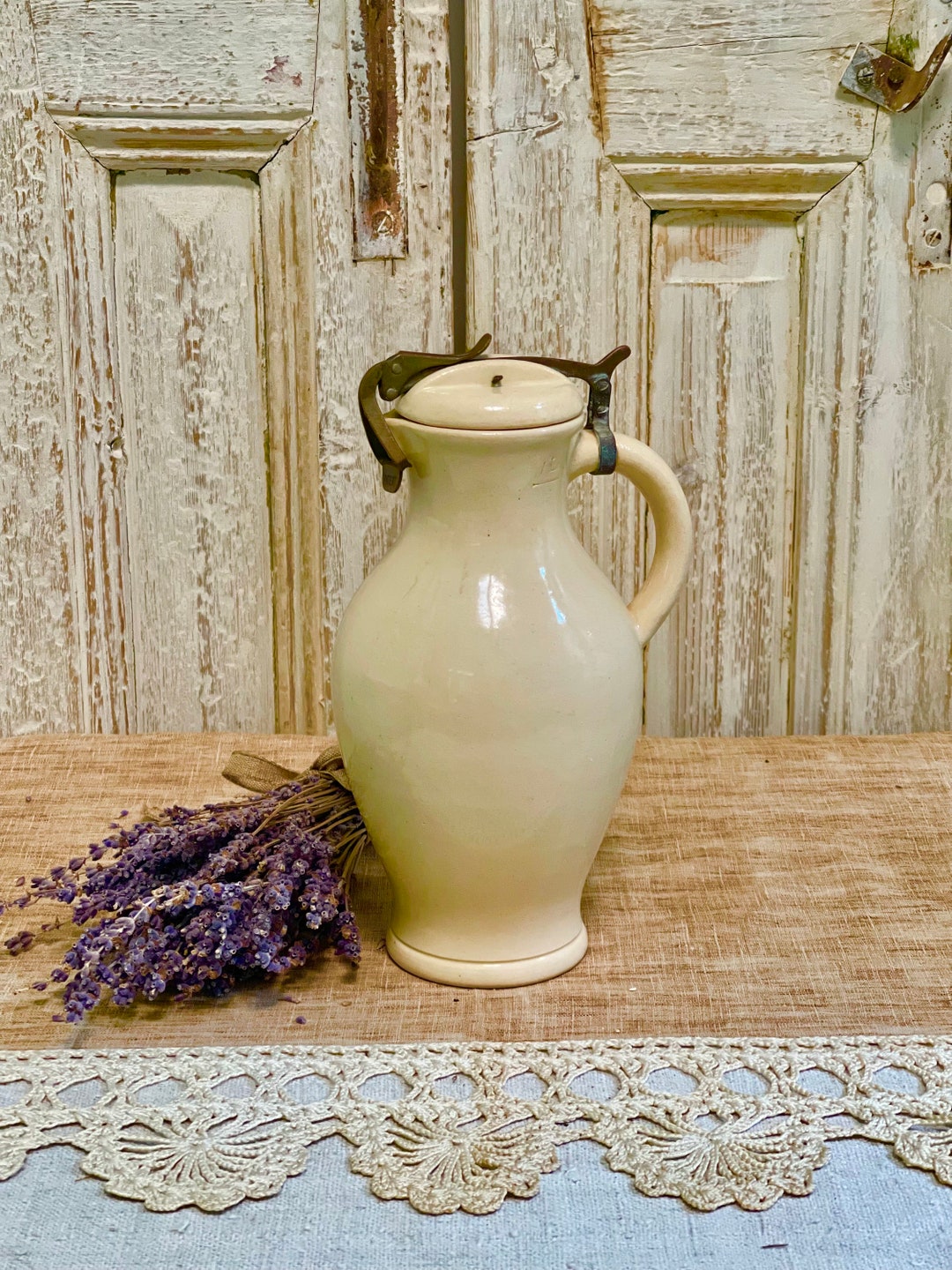 Rare, Beautiful, Heavy Stoneware Jug With Lid - Etsy