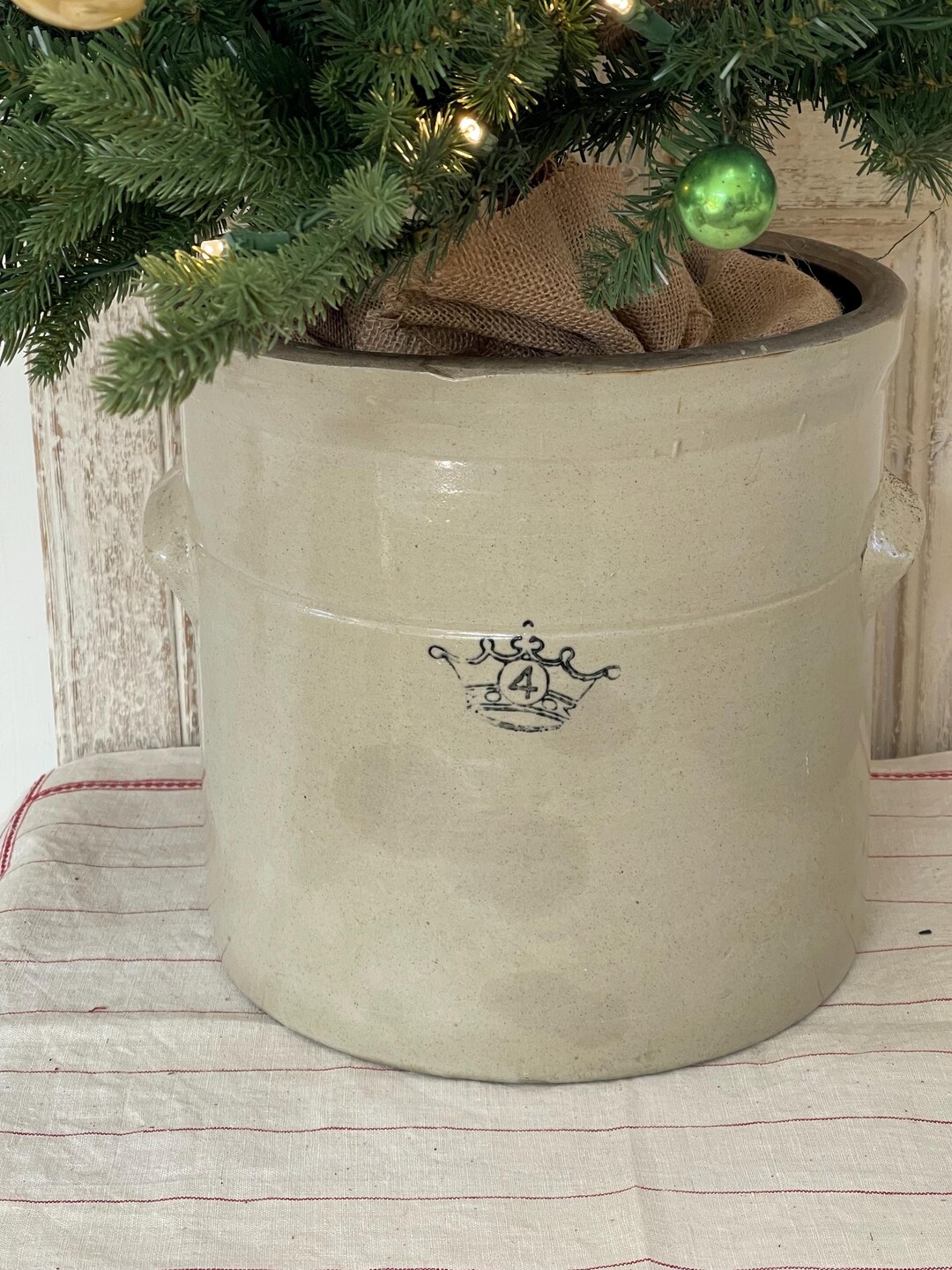 Robinson Ransbottom 4 Gallon Crown Crock With Handles, Stoneware Crock ...
