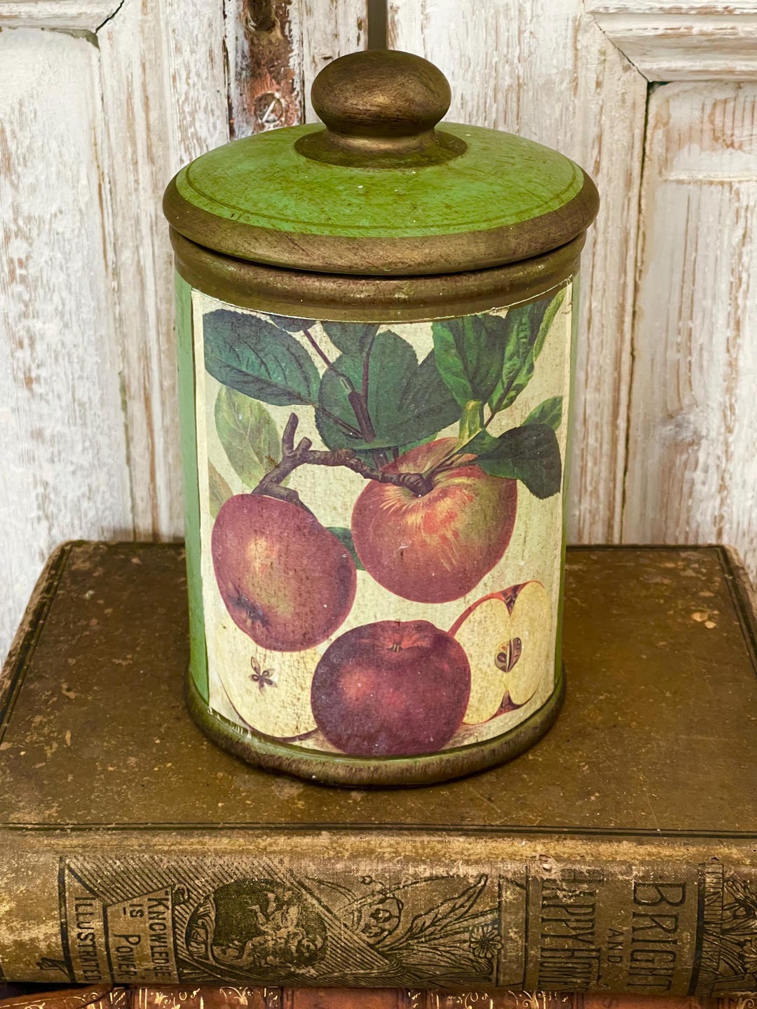 Beautiful Italian Ceramic Canister With Lid, Fruit Design on the Front ...