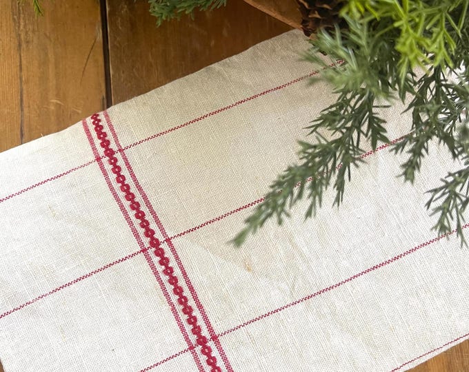Vintage French Torchon, Kitchen Towel, Linen/cotton With Red Stripes - Etsy