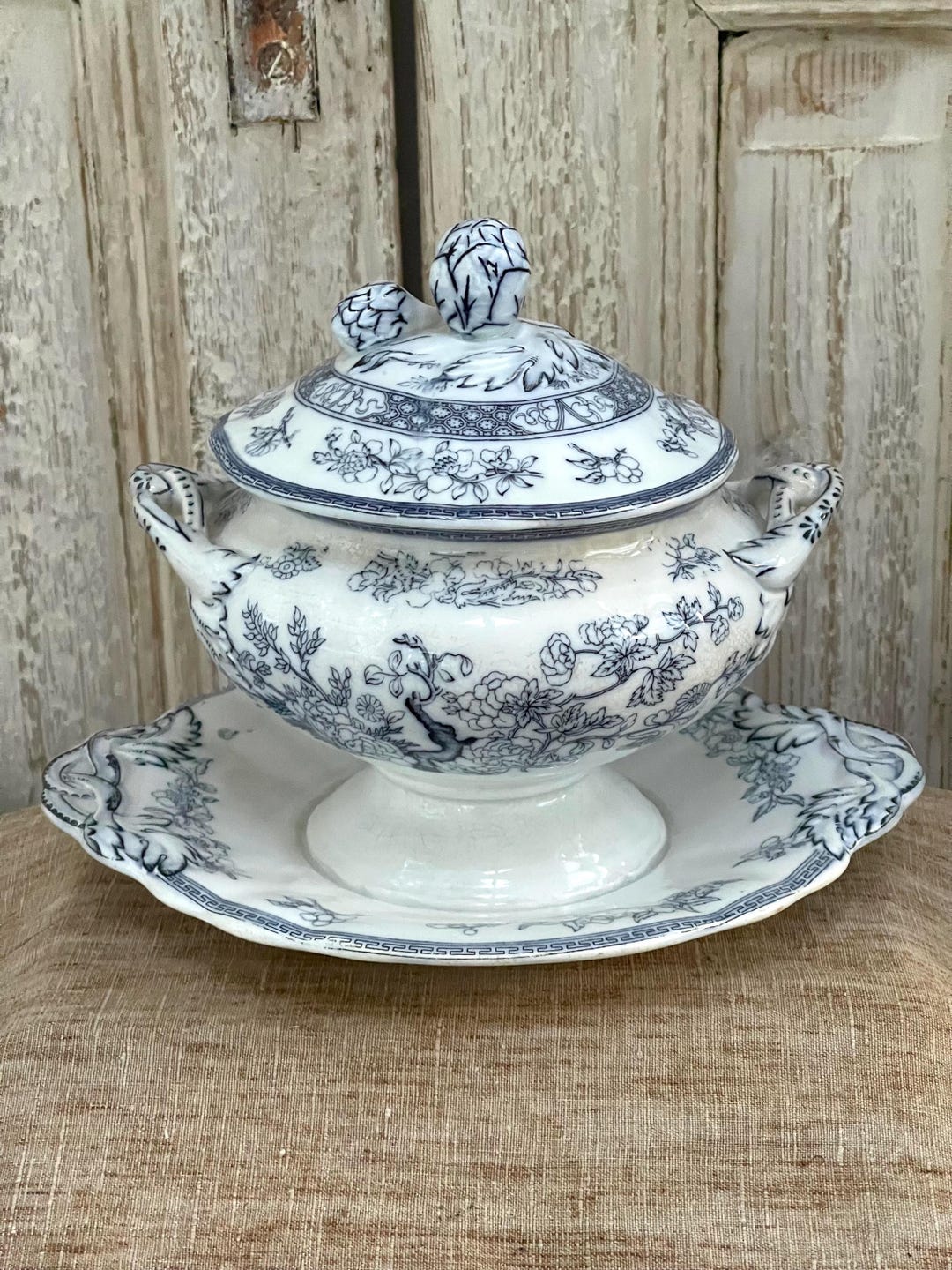 Antique Minton Tureen With Lid @ 1872, Small Blue and White Serving ...