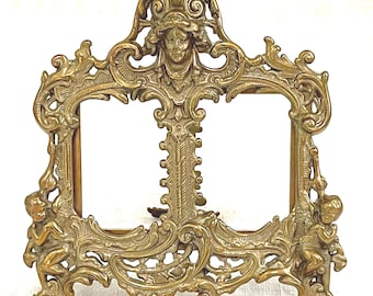 Brass Photo Frame Table Top Ornate Cast Metal Baroque Victorian Easel ...