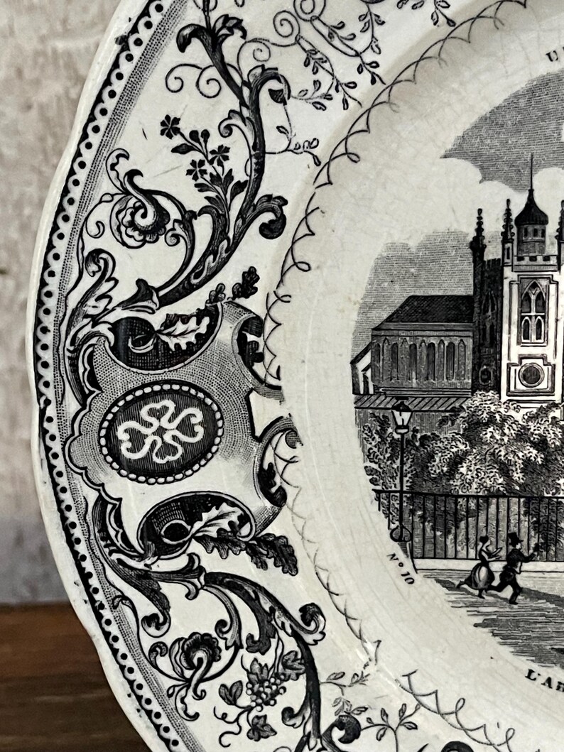 Rare Antique French Talking Plate From 1800’s Featuring the Thames ...