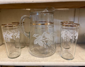 Glass Pitcher With Gold Rim - Etsy