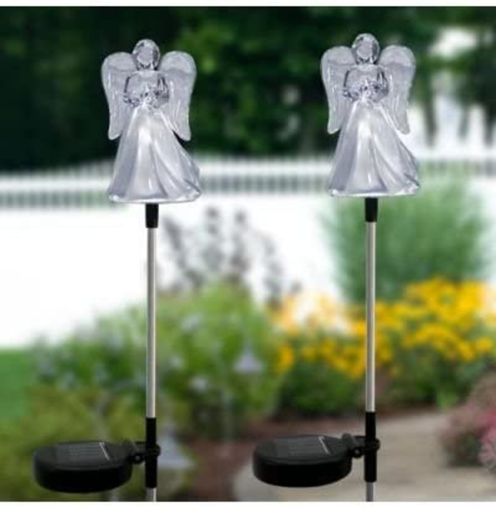 Set of 2 Solar Powered clear Acrylic Angel Garden Stake - Etsy