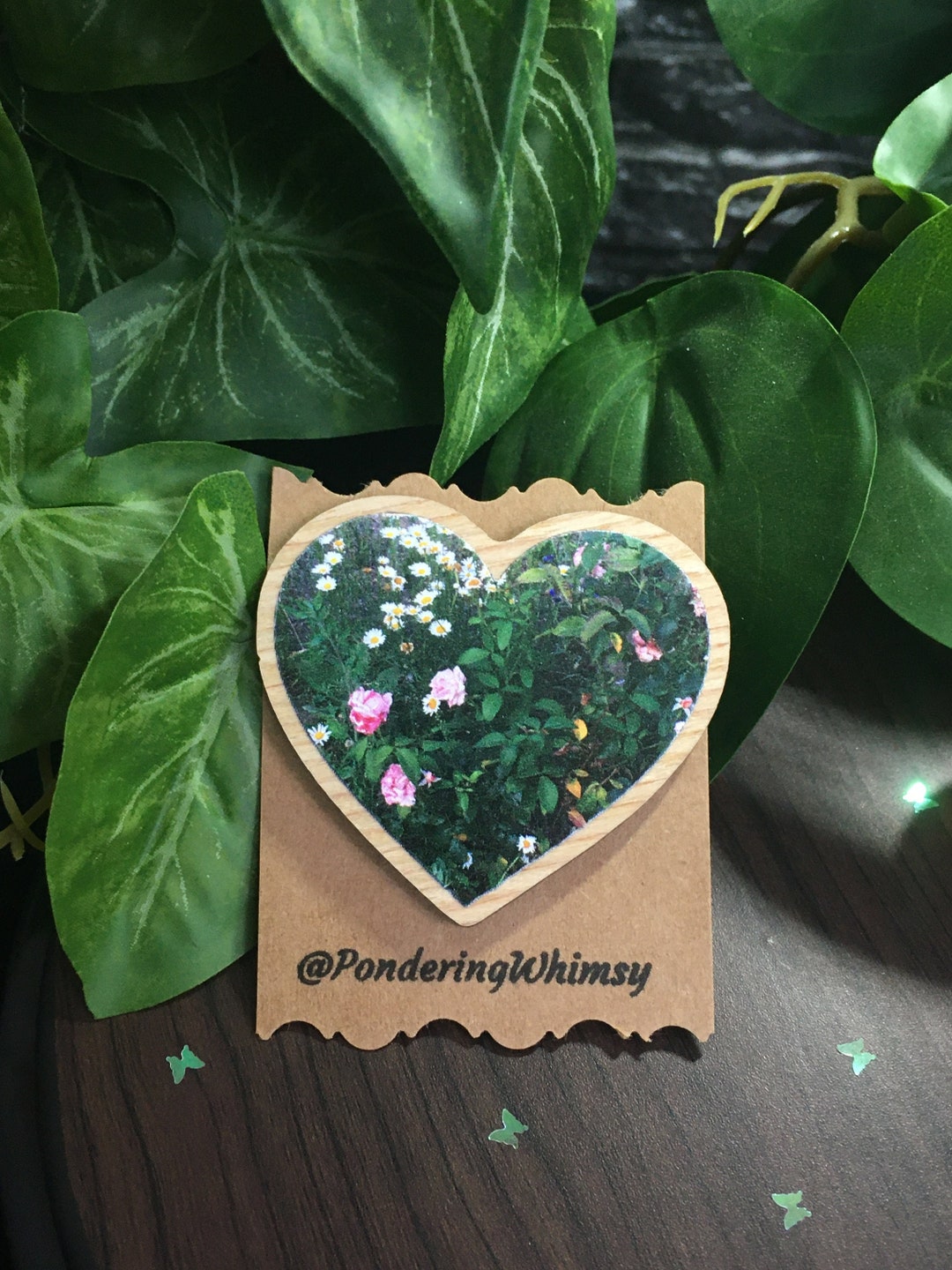 Cottagecore Heart Pin Wooden Pins Whimsical Accessory Environmentally ...