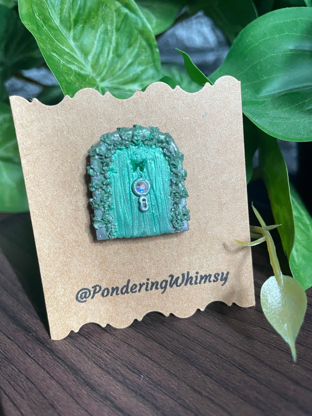 Green Fairy Door Pin - Polymer Clay Lapel Pin - Etsy