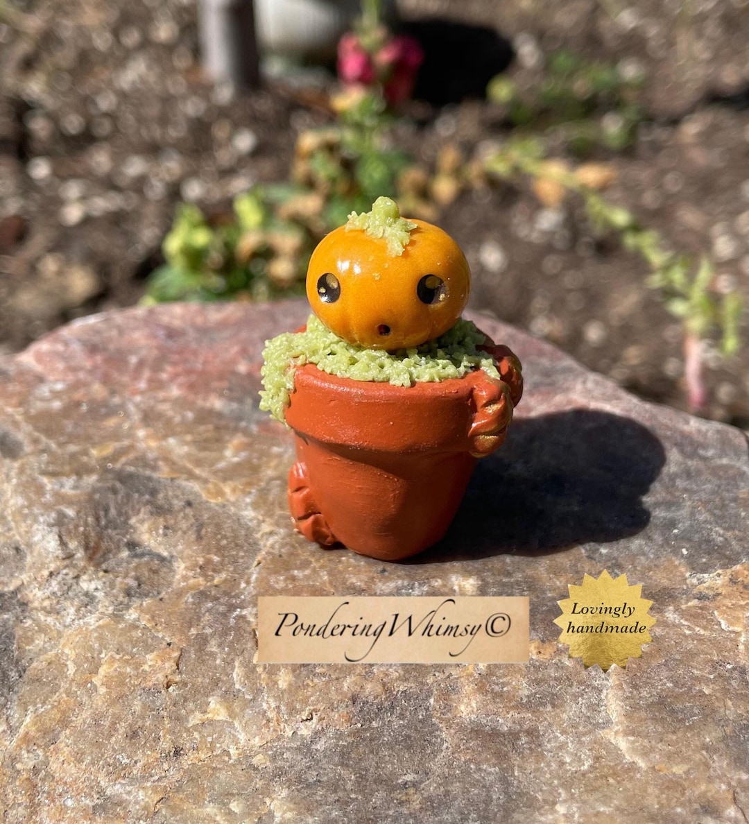 Piper the Pumpkin Sprite Miniature Terracotta Garden Pot Polymer Clay ...
