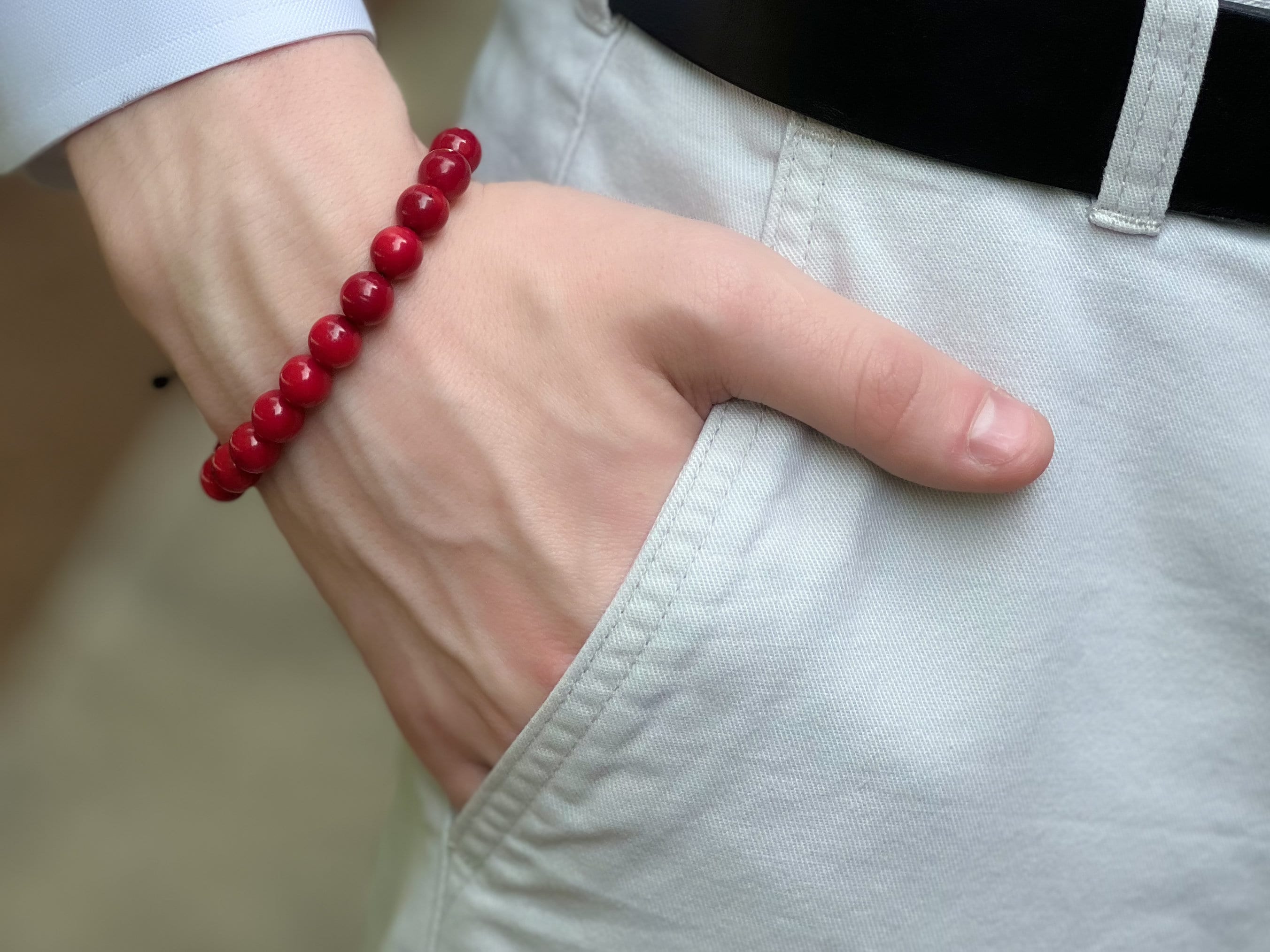 Men's Red Coral Adjustable Bracelet, Coral Bracelet, Unisex Bracelets ...