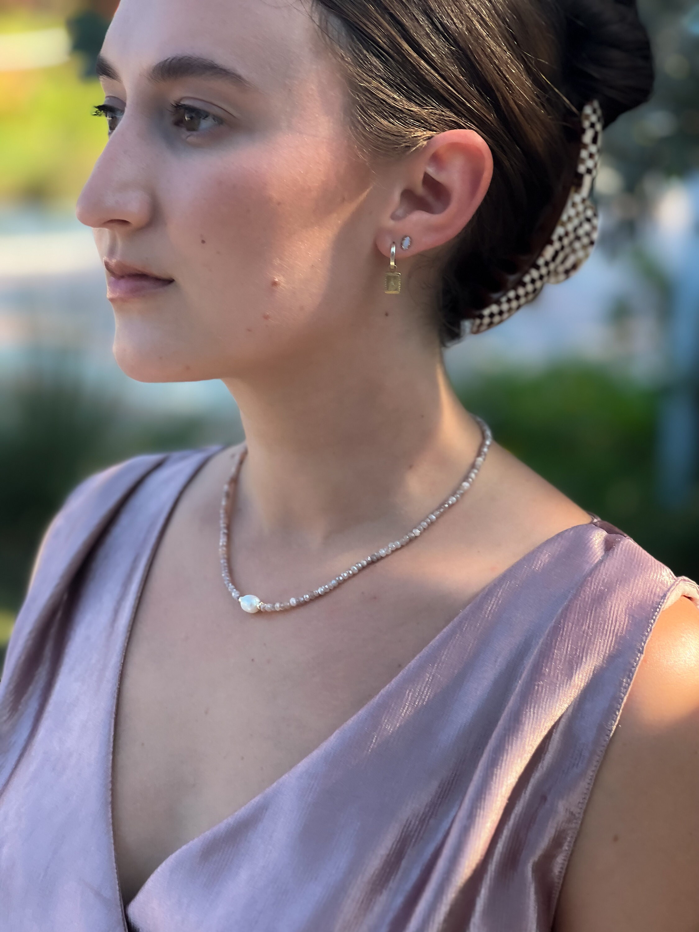 Moonstone and Rice Pearl Necklace Gemstone Necklace Rice - Etsy