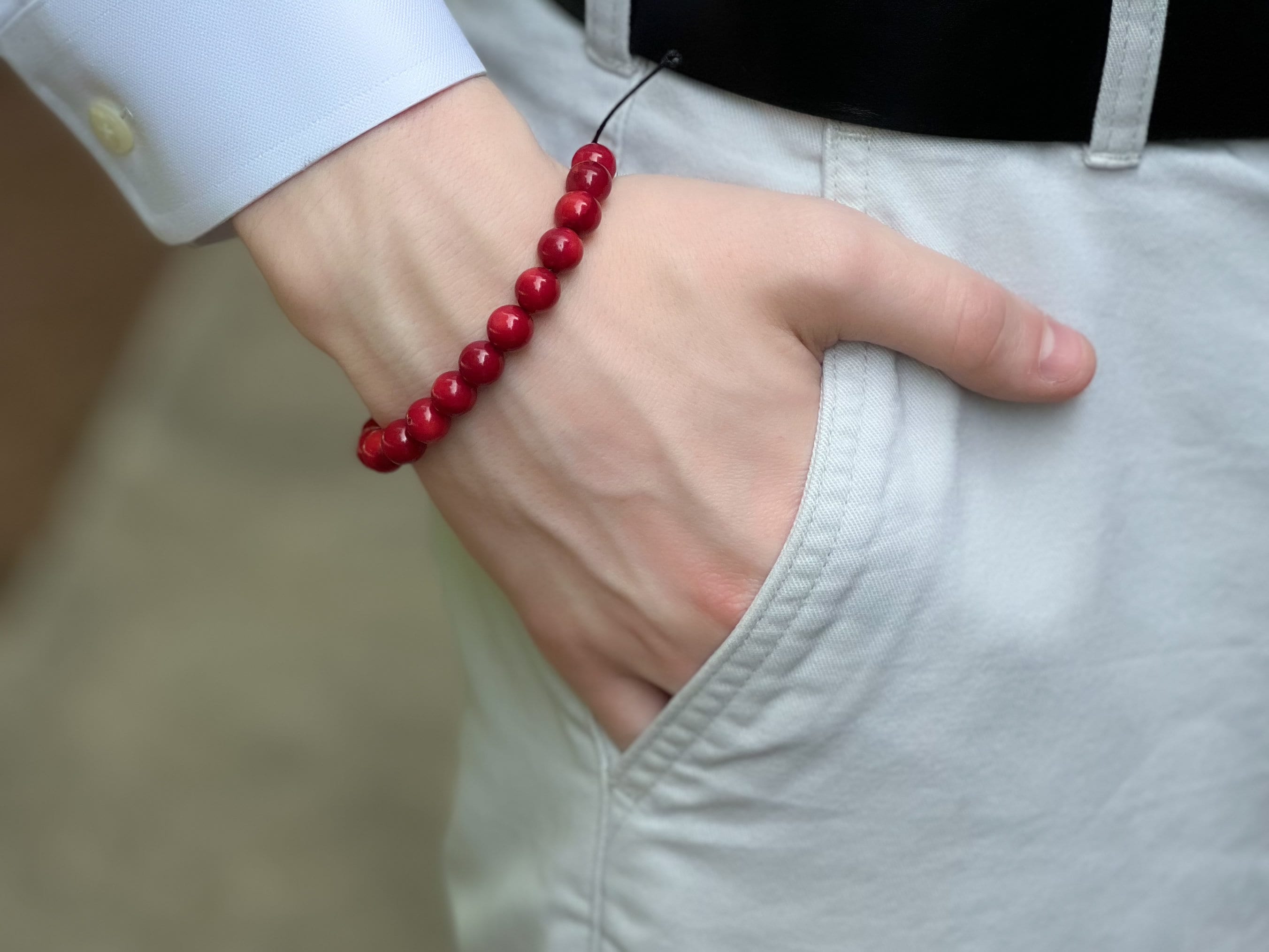 Men's Red Coral Adjustable Bracelet, Coral Bracelet, Unisex Bracelets ...
