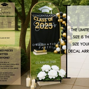 Personalized Graduation Mirror Decal, Custom Class of 2025 Party Sign ...