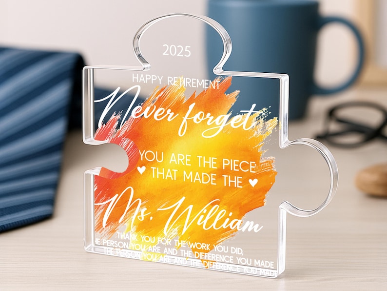 Personalized Retirement Gift Acrylic Puzzle Sign – Custom Name Puzzle ...