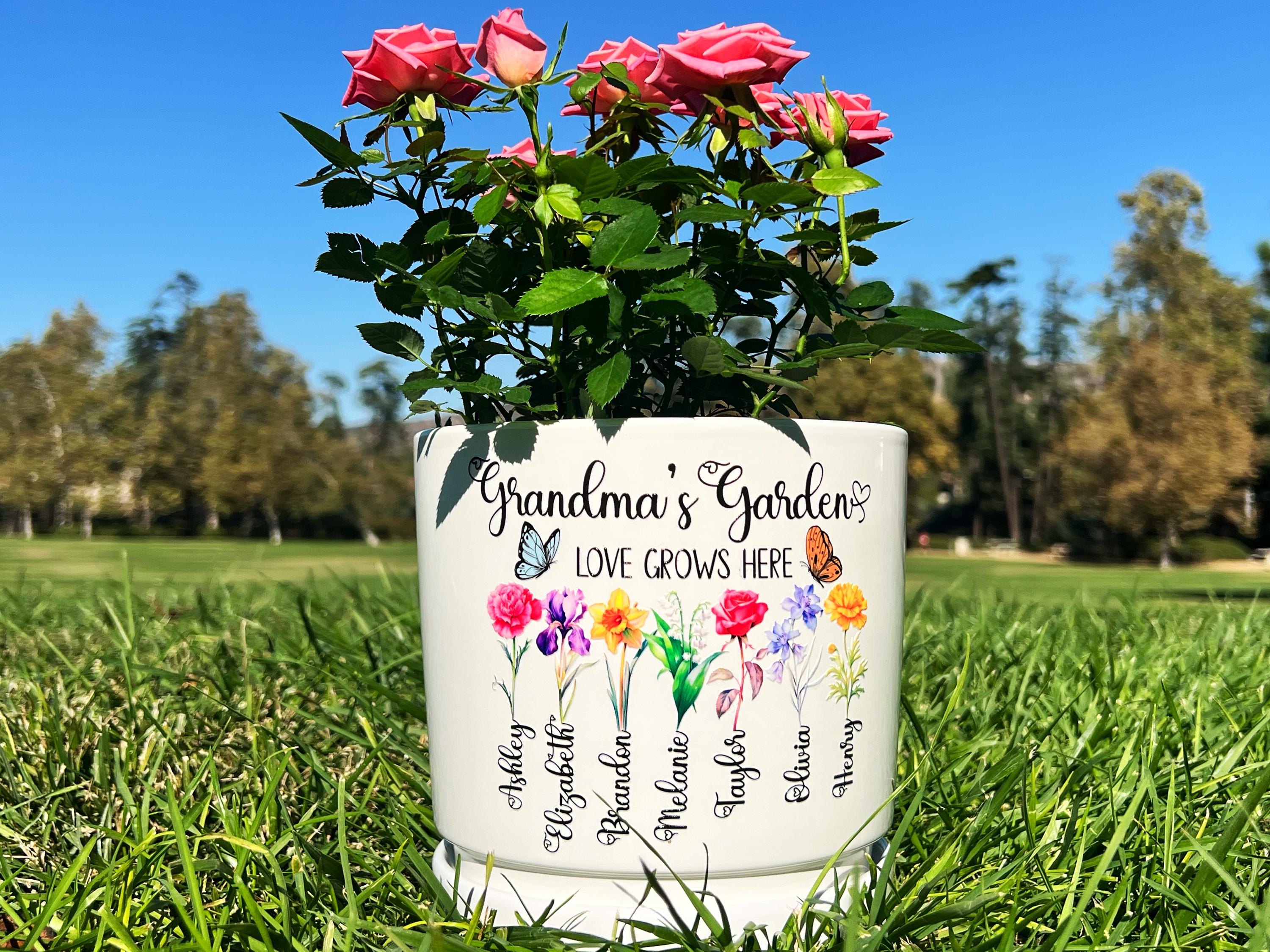 Personalized Grandma Flower Pot, Birth Month Flower Planter, Custom ...