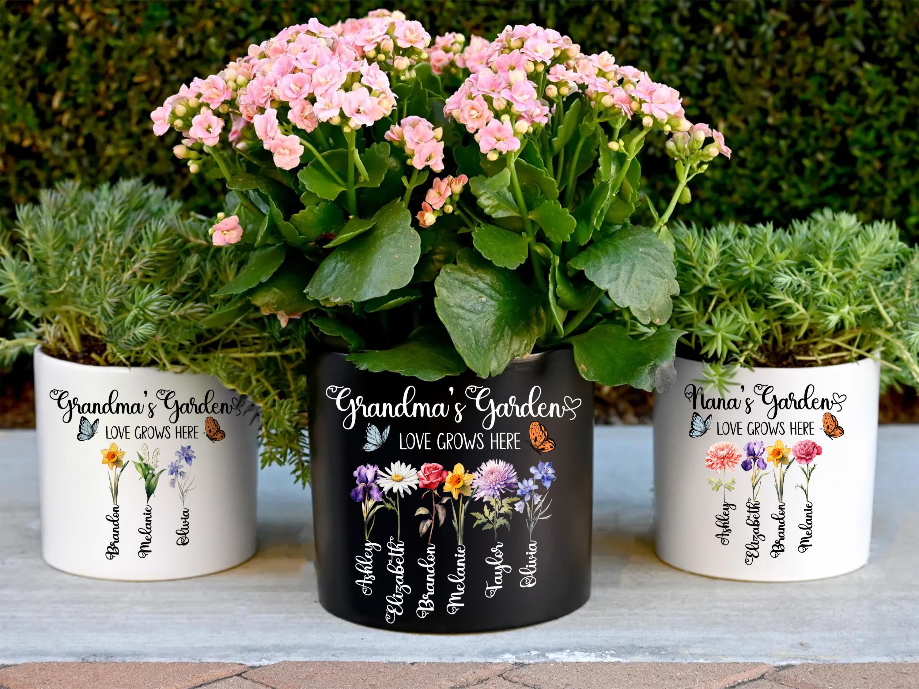 Personalized Grandma Flower Pot, Birth Month Flower Planter, Custom ...
