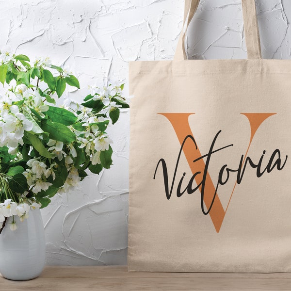 Initial Tote Bag - Etsy