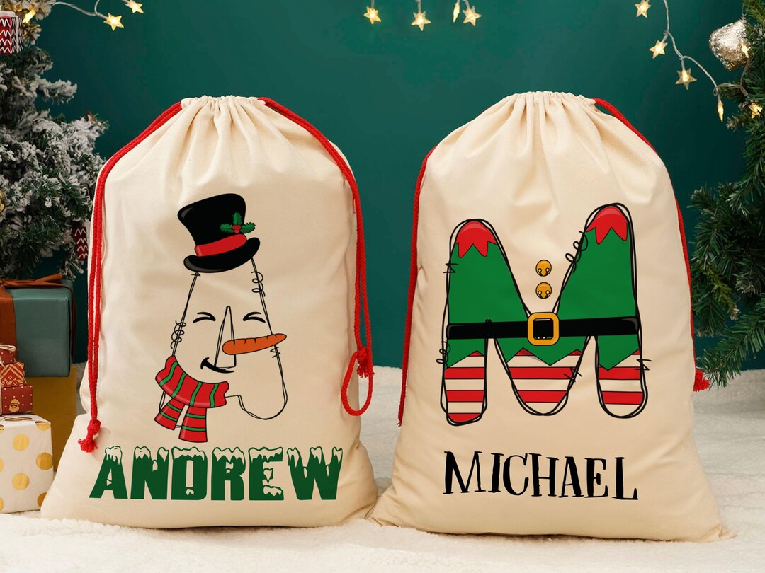 Personalized Christmas Alphabet Santa Sack, Custom Initial & Name ...