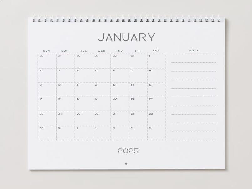 Printable Minimalist Calendar 2025 Monthly Planner Sunday Start Wall ...