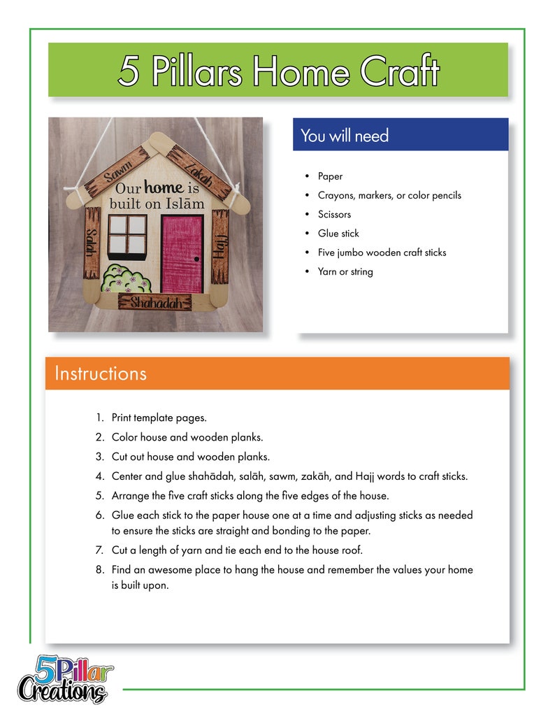 5 Pillars of Islām Kids Craft (printable) - Etsy