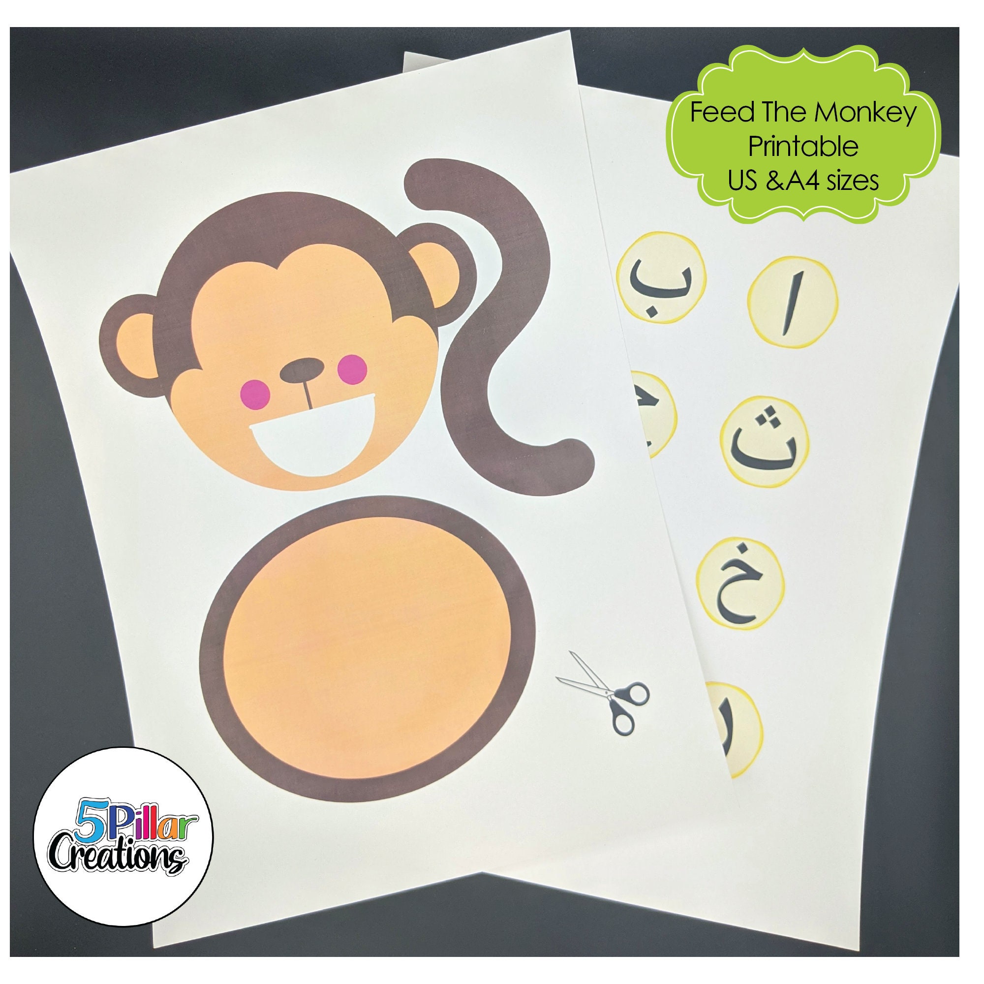 Feed the Monkey Arabic Alphabet Learning Activity - Etsy