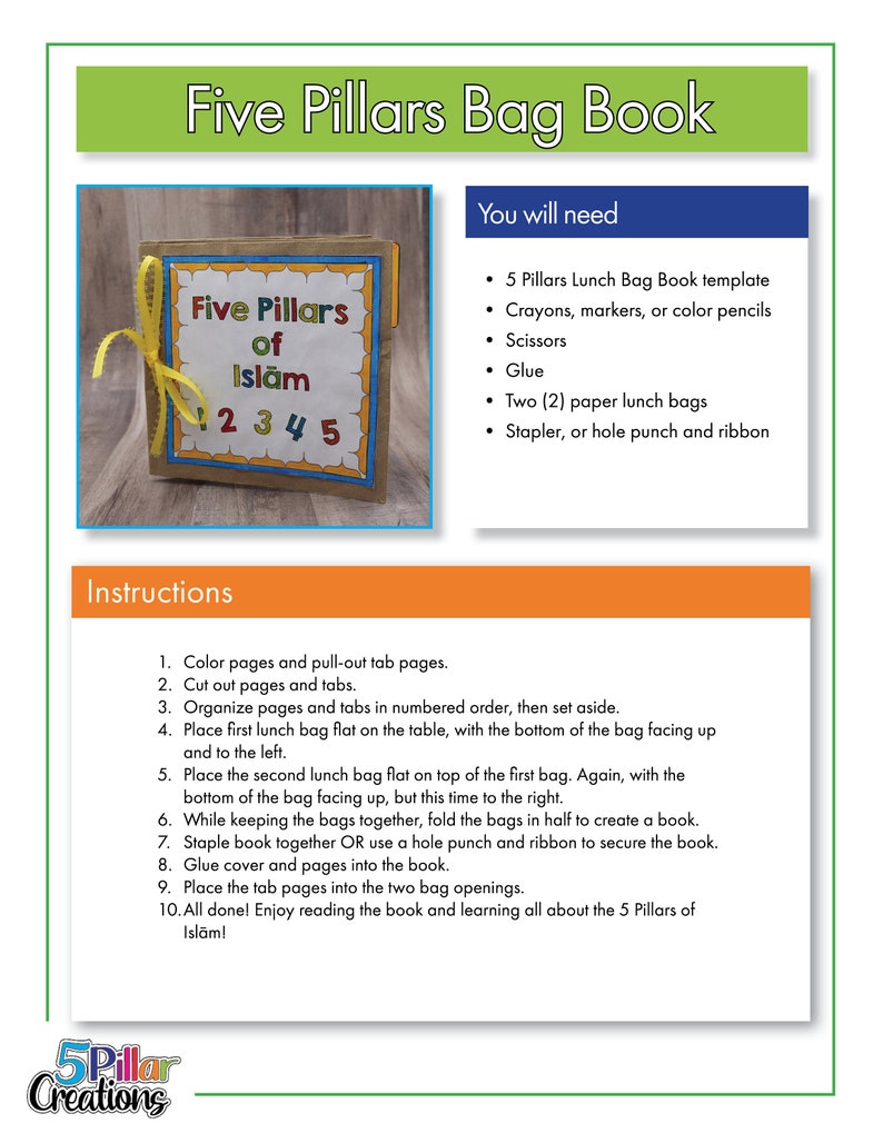 5 Pillars of Islam Bag Book Craft - Etsy