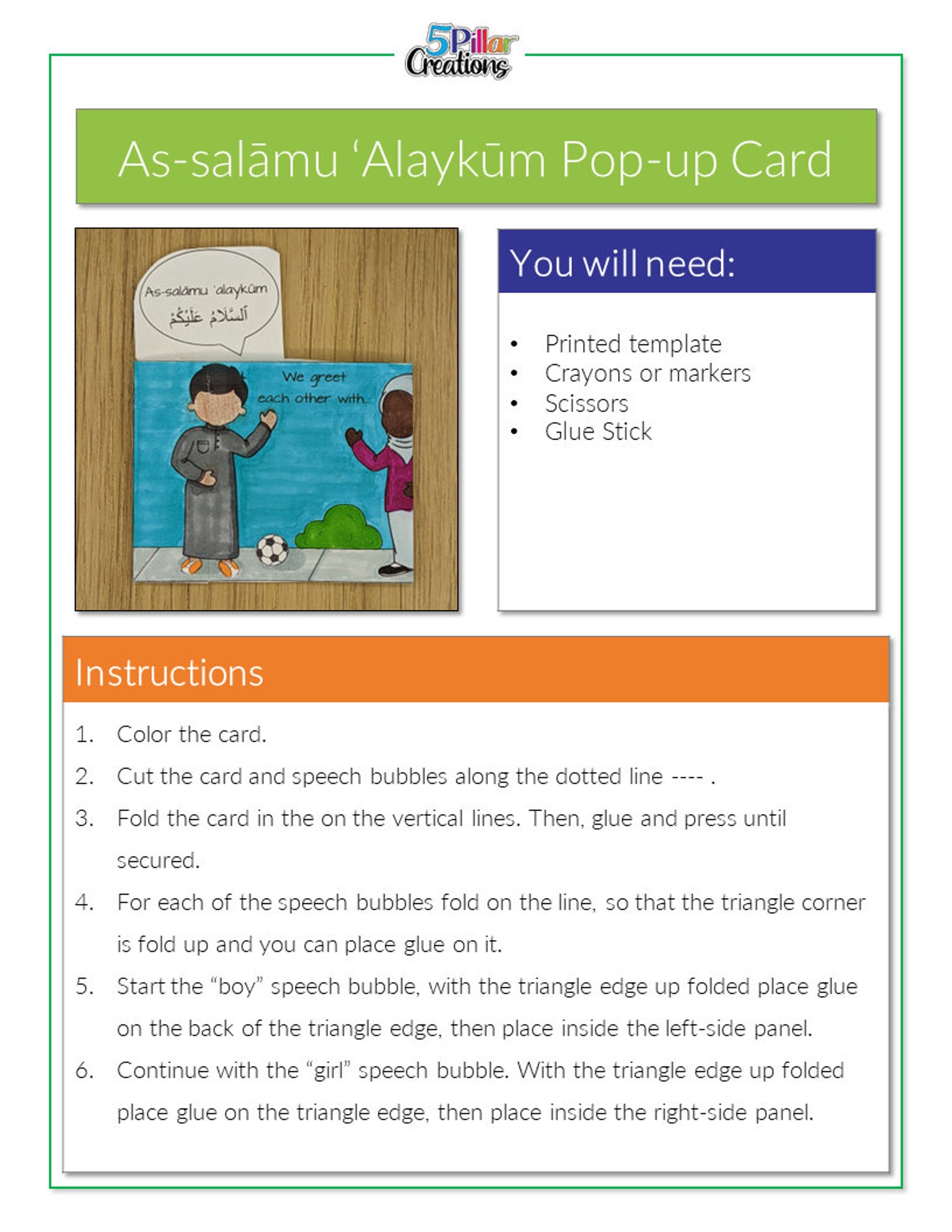 Islamic Toy Paper Craft for Kids - Etsy
