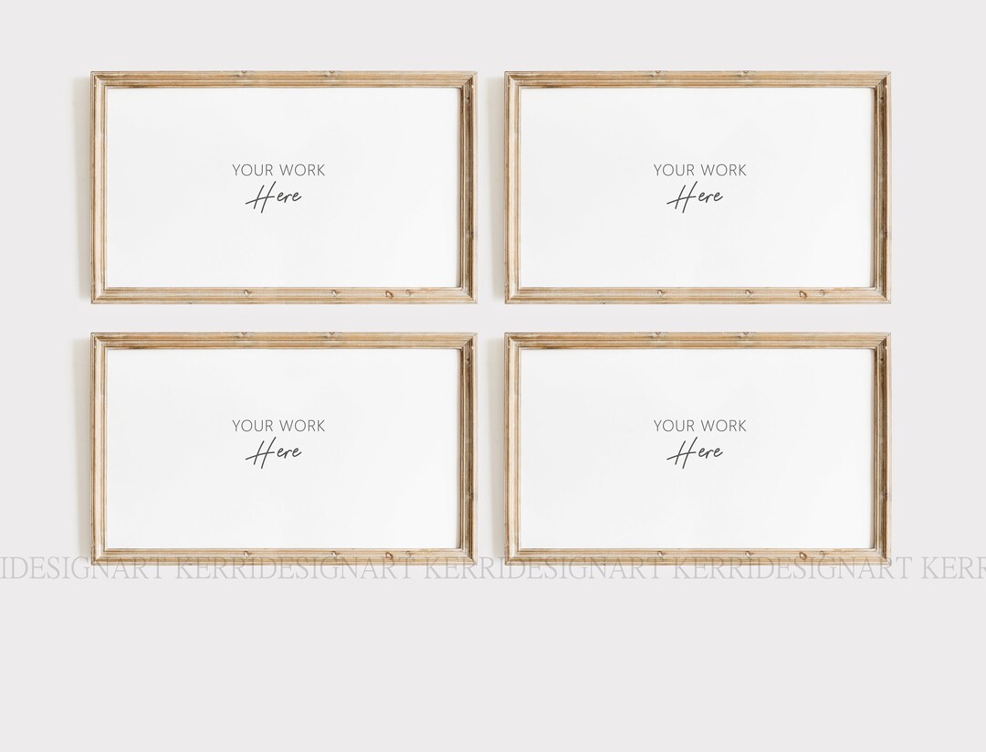16X9 Frame TV Art Frame Mockup Set of 4,wooden Frame Mockup Mock up ...