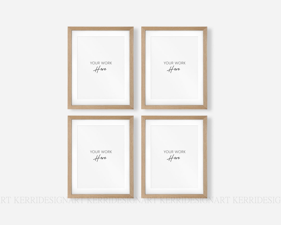 4 Wood Frame Mockup - Modern Digital Mockup - 3X4 Minimalist Wood ...