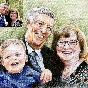 Custom Family Portrait Drawing From Photograph (3+ People), Colored ...