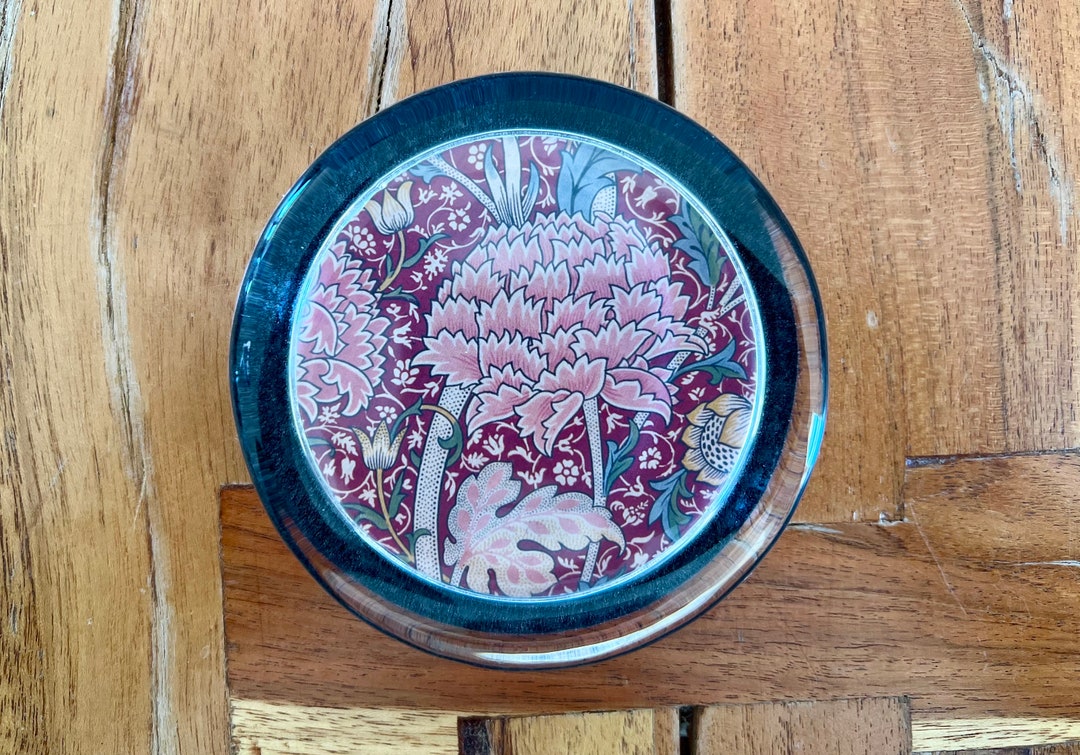 Thin Glass Paperweight - William Morris - "cray" Flower Design ...