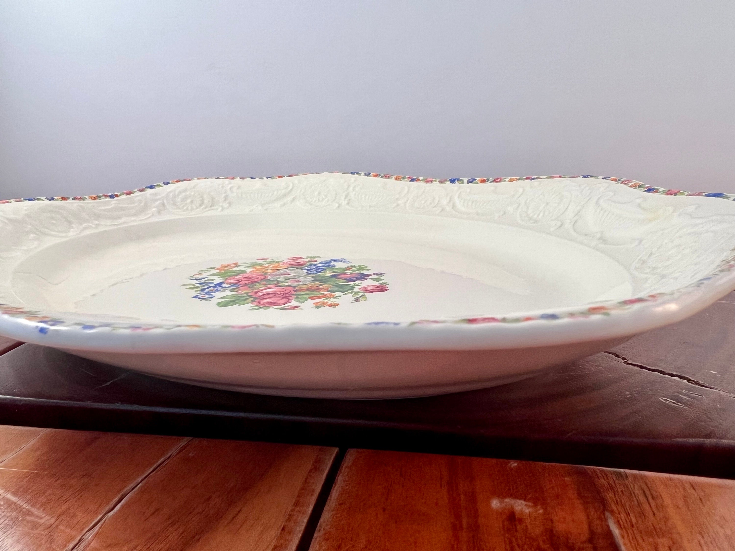 Vintage Oval Platter Rose Floral Center and Trim Pattern Adam Antique ...