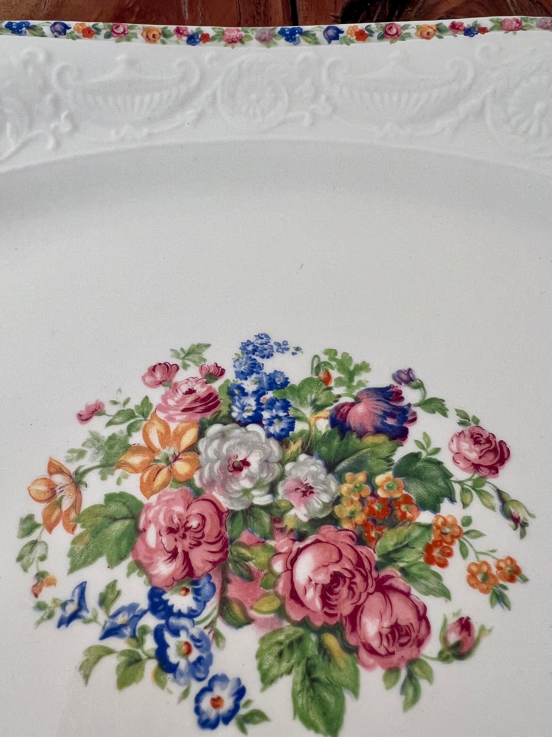 Vintage Oval Platter Rose Floral Center and Trim Pattern Adam Antique ...
