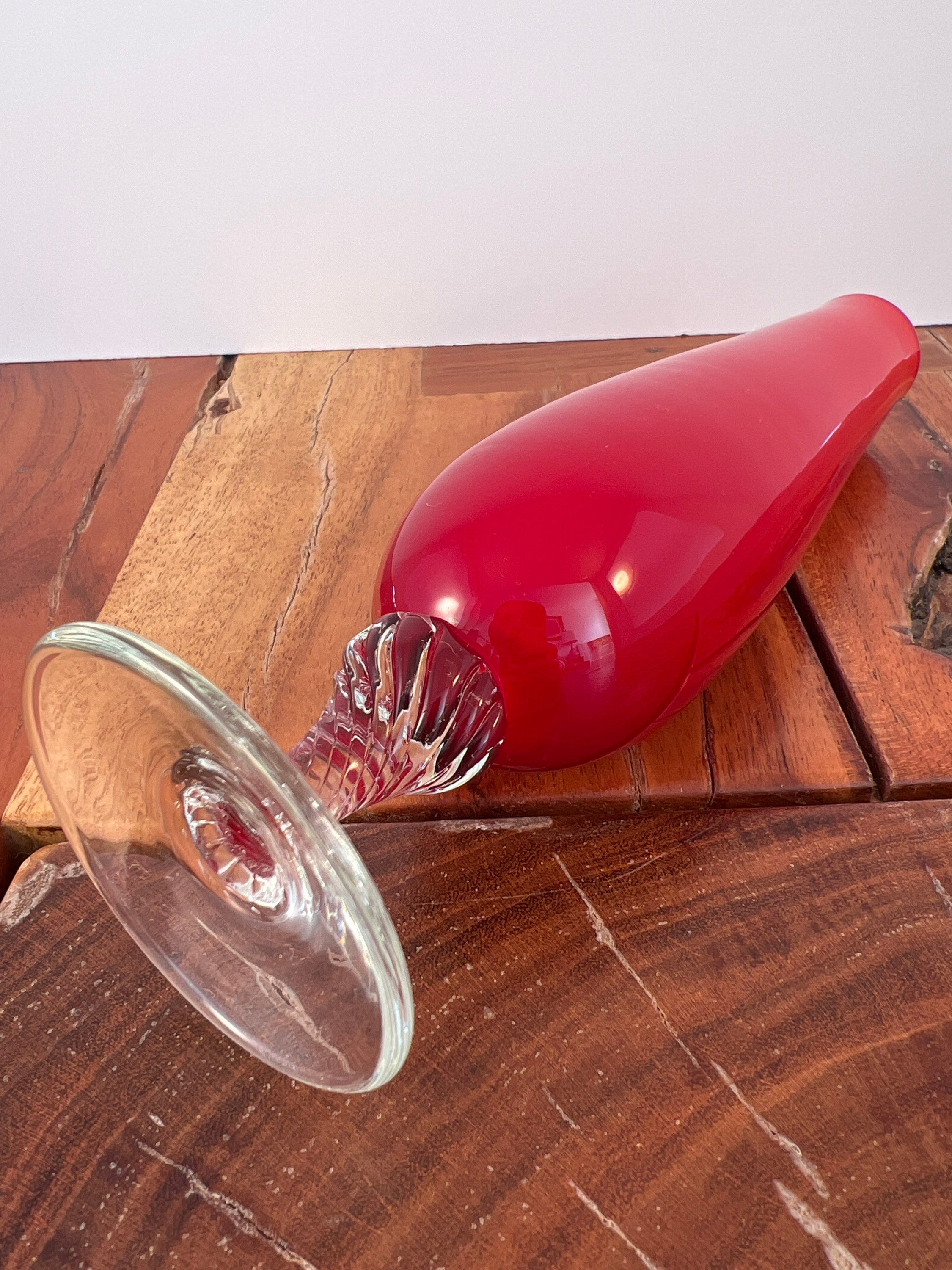 Hand Blown Glass Bud Vase Red Exterior and White Interior - Etsy