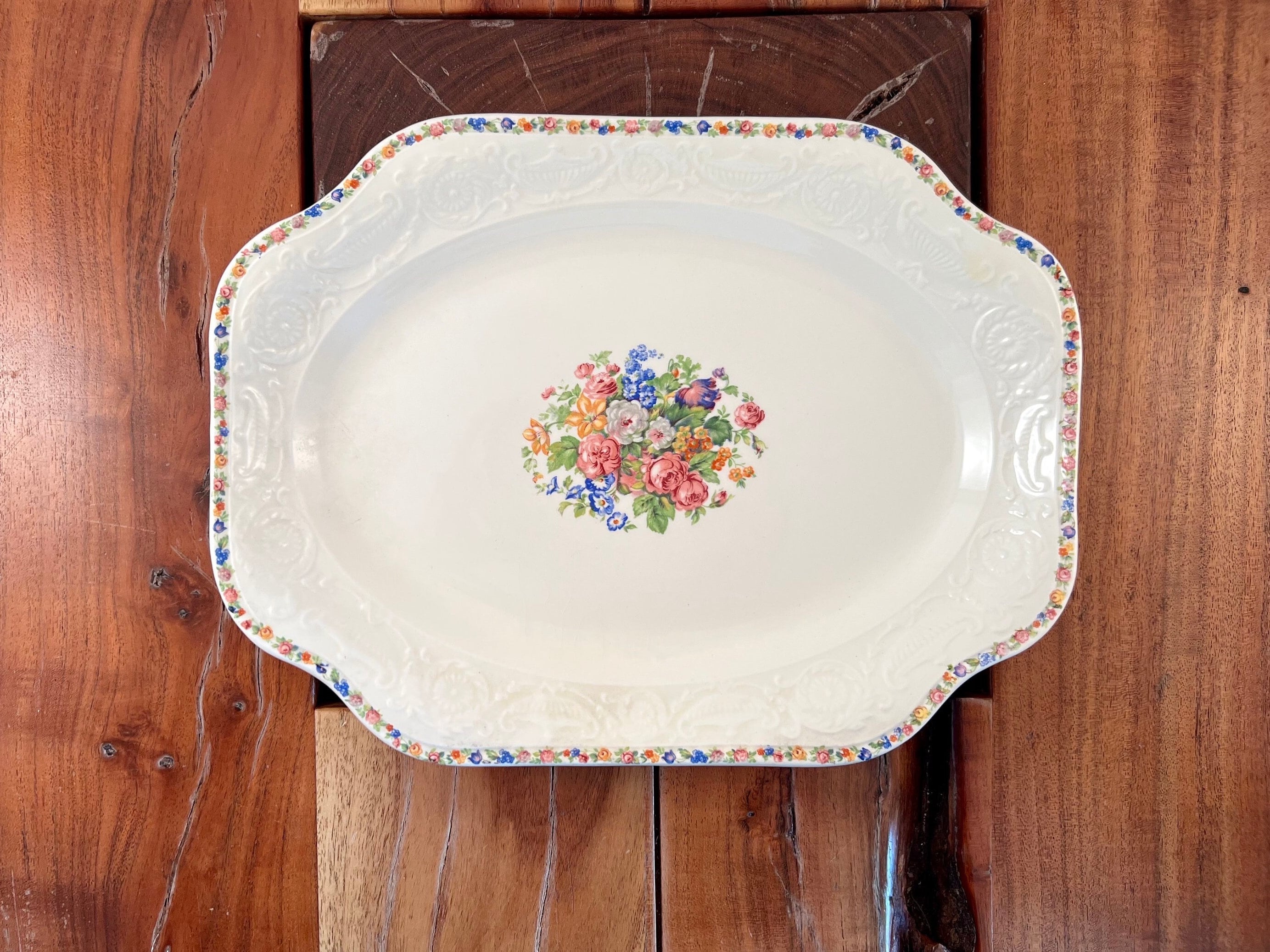Vintage Oval Platter Rose Floral Center and Trim Pattern Adam Antique ...