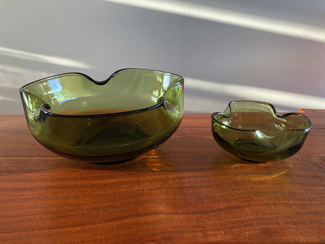 Green Inverted Scalloped Edge Chip and Dip Bowl - Etsy