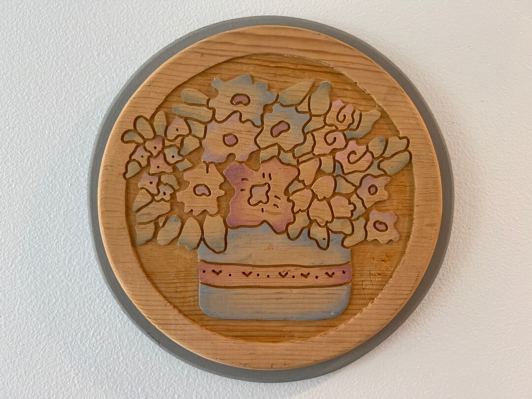 Pat Briggs Woodcarved Bouquet of Flower Watercolor Artwork - 1988 - Etsy