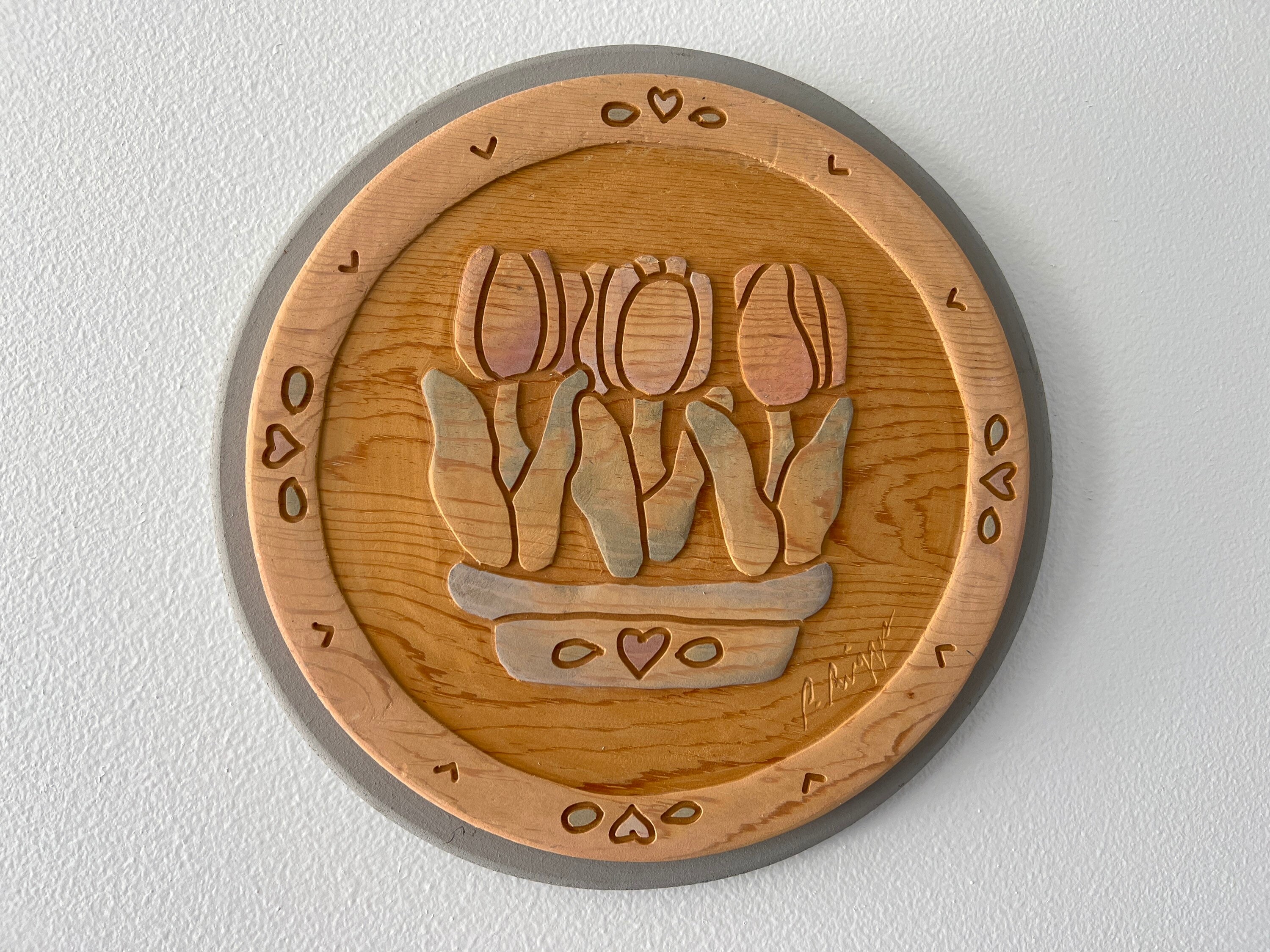 Pat Briggs Woodcarved Tulip Watercolor Wall Art 1988 - Etsy